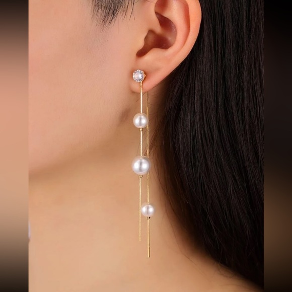 Kathrono | Jewelry | Lovely Cascading Faux Pearl Front And Back Tassel ...